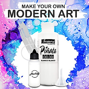 Jacquard Pinata White Alcohol Ink Made in USA - Blanco Blanco Color 4fl oz - Works Great with Resin and Yupo - Pinata Alcohol Inks - White Ink Bundled with Moshify 20 mL Applicator Bottle