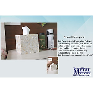 Square Tissue Holder – Decorative Tissue Box Cover is Finished in Beautiful Mother of Pearl by The Metal Magician