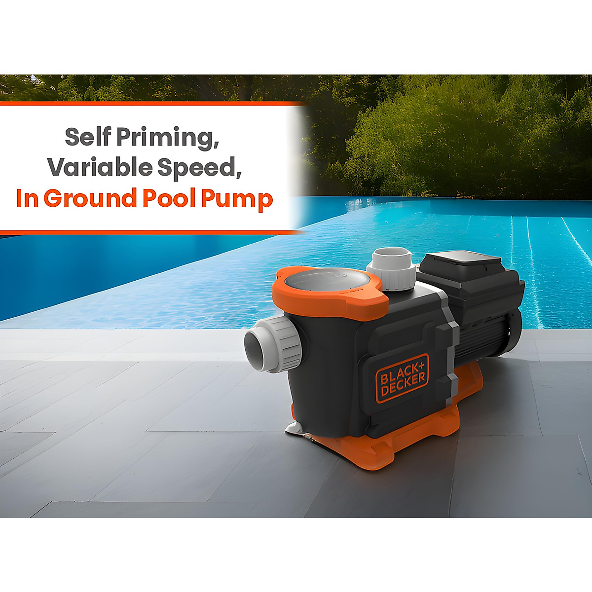 BLACK+DECKER Variable Speed Pool Pump Inground with Filter Basket and Easy Programmable Touch Pad Interface, 3 HP