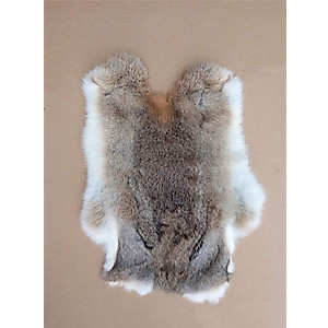 4pack Natural Tanned Rabbit Fur Pelt Real Rabbit Skin Hide Pelts (10" by 12" Rabbit Pelt with Sewing Quality Leather) (Natural Yellow Tanned)