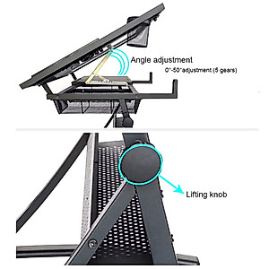EESHHA Drawing Table Adjustable Glass Drafting Table,Versatile Art Study Table,with Storage Drawers,Art Studio Design Sketching Painting Work Station (Color : Glass) (Glass) (Glass)