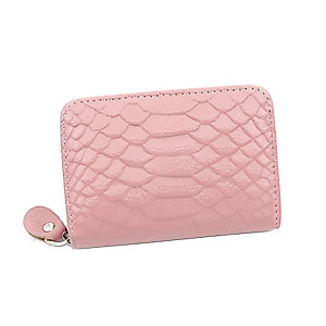 ZHSH Small Rfid Blocking Full-grain Leather Wallet, Zipper Credit Card Holders, ID Case Organizer Purse (Black/Embossed crocodile)