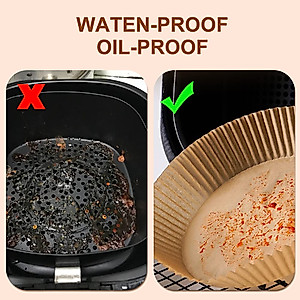 Air fryer disposable paper,Round Parchment Cooking Non-Stick,100pcs Roasting Food Grade Paper for Air Fryer,Baking, Cooking, Microwave ,Oil-proof,Water-proof (large)