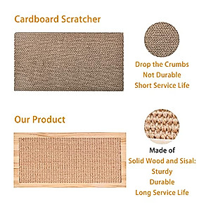 Cat Scratcher Pad Wooden Cat Scratching Board with Durable Sisal Mat, Wall Mounted or Floor Use, Cat Scratch Pad Board Cat Scratching Post for Indoor Cat Kitten, Protect Furniture from Cat Scratching