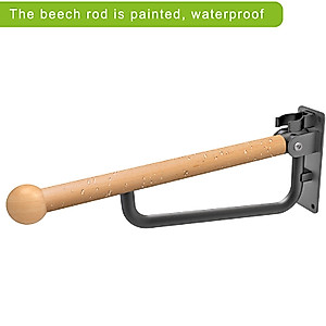 Dolibest 24 Inch Toilet Safety Bar, Foldable Toilet Grab Bar, Wall Mounted Wooden Handicap Grab Bar for Bathroom. Non-Slip and Waterproof Comfty Grip Bar for Disabled Elderly Pregnant, 1PCS