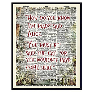 Alice Wonderland Quotation Dictionary Wall Art Picture print - Upcycled Decor for Home, Apartment, Office - Gift for Entrepreneur, Fans - 8x10 Poster