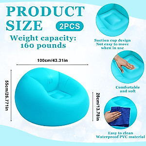Realspring Inflatable Bean Bag Chair for Adult Bean Bag Sofa Chair Blow up Inflatable Furniture for Outdoor Living Room Bedroom Balcony Travel Party Gift Accessories(Lake Blue,2 Pcs)