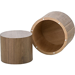WILLIAMSPACE Nesting Coffee Table Set of 2, Walnut Round Wooden Coffee Tables Modern Circle Table for Small Space Living Room Bedroom Accent End Side Table (Walnut-Round)