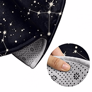 Large Round Bathroom Rug Kitchen Office Circle Rug for Living Room Sofa Bedroom Circle Cute Mat Compatible with Zodiac Constellation Galaxy Black Starry Night Stars Glow Dark Midnight 36inch(90cm)