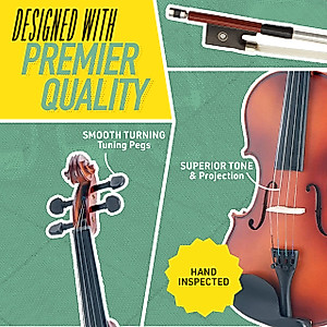 Mendini by Cecilio Violin 4/4 Full Set for Beginners - Fiddle MV 300 Satin Antique Finish