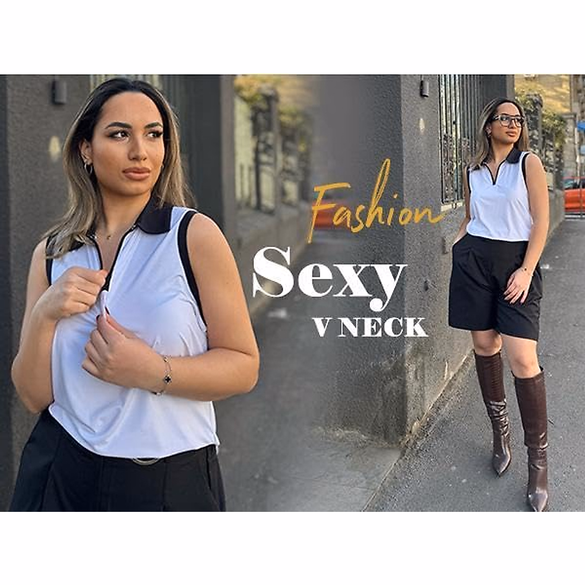 HOTLOOX Womens Golf Shirts Sleeveless Polo Tennis Qucik-Dry Lightweight Golf Apparel Athletic Workout Tops Sport Shirts White