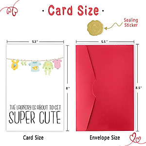 mmuue Funny Baby Shower Card for New Mom Dad Parents, Adorable Baby Shower Card for Girl Boy, New Baby Arrival Card, Congrats Pregnancy Card, Super Cute Laundry