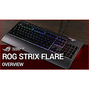 ASUS ROG Strix Flare (Cherry MX Red) Aura Sync RGB Mechanical Gaming Keyboard with Switches, Customizable Badge, USB Pass Through and Media Controls
