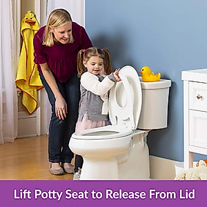 Little2Big 181SLOW 000 Toilet Seat with Built-In Potty Training Seat, Slow-Close, and will Never Loosen, ELONGATED, White
