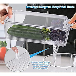 KUMD 10 Pack Fridge Organizers and Storage, Stackable Refrigerator Organizer Bins with Lids, BPA-Free Produce Fruit Storage Containers for Fridge Organizers, for Food, Drinks, Vegetable