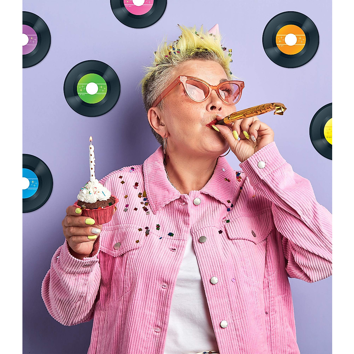 Carson Dellosa Colorful 45 Piece Vinyl Records Bulletin Board Cutouts, Colorful Vinyl Records Bulletin Board Decorations, Paper Records Music Classroom Décor