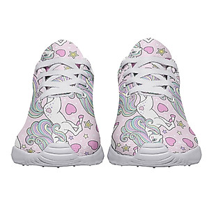 Unicorn Shoes for Women Tennis Running Shoes Cute Unicorn with Rainbow Sneakers Gifts for Girls Ladies White Size 5