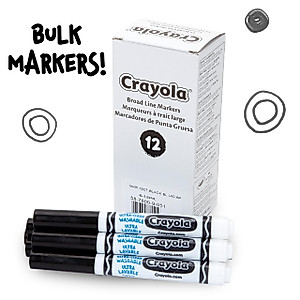 Crayola Washable Markers - Black (12ct), Kids Broad Line Markers, Bulk Markers for Classrooms & Teachers