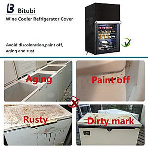 Bitubi Wine Cooler Refrigerator Cover,Outdoor Fridge Cover – Waterproof, Dustproof, Sun-Proof, 20" W x 20" D x 33" H. Suitable for most 32-36 Bottle Beer or Wine Mini Fridge (Black)