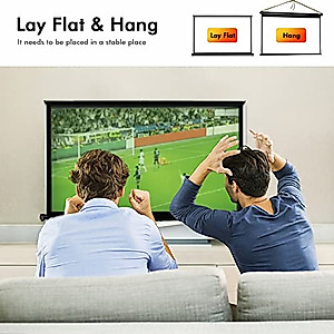 New Portable Mobile 50 Inch Projector Screen Pull Down, 16:9 Projector Screen Retractable Tabletop Screen Tripod Stand for Home Theater Meeting Room, School Indoor Outdoor Ceiling Wall Mount Upgrade