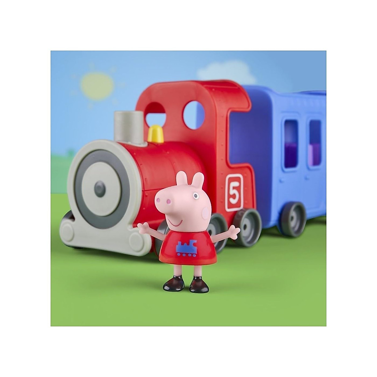 Peppa Pig Peppa’s Adventures Miss Rabbit’s Train 2-Part Detachable Vehicle Preschool Toy: 2 Figures, Rolling Wheels, for Ages 3 and Up