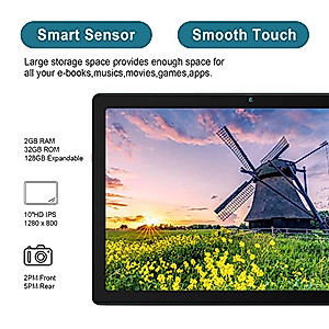 Mouikei 10 inch Tablet Android 12 Tablets, Quad-Core Tablet PC, 32GB ROM 128GB Expand, 5000mAh,1280x800 HD Touch Screen, Bluetooth, WiFi, Dual Camera, GPS, Silver