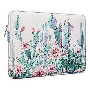 MOSISO Laptop Sleeve Case Compatible with MacBook Air/Pro, 13-13.3 inch Notebook, Compatible with MacBook Pro 14 inch 2023-2021 A2779 M2 A2442 M1, Cactus Polyester Vertical Bag with Pocket, White