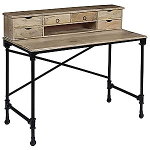 ULUYYUC Writing Desk,Home Office Desk Computer Desks Secretary Desk with Drawers Suitable for Home, Office, Bedroom, Conference Room, etc Solid Mango Wood and Steel 43.3"x19.7"x37.8"