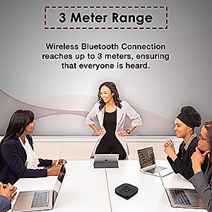 CA Essential Speakerphone SP-2000 - USB and Bluetooth Speakerphone, Clear Sound, 360 Degree Noise Cancelling Microphone with 3m Range, 66 Ft BT Wireless Range, by Cyber Acoustics