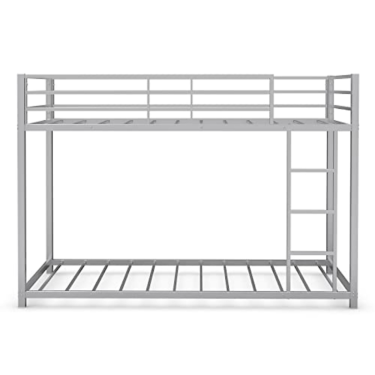 DORTALA Bunk Bed Twin Over Twin, Twin Bunk Beds w/Guardrail & Ladder, Metal Bunk Bed for Dormitory & Multiple-Child Family, Twin Bunk Beds for Toddler, Kids, Silver