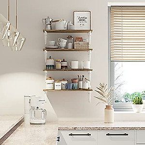 Wallniture Arras 24" Floating Shelves for Wall Storage, Wall Bookshelves Living Room Decor, Kitchen Organization, Office Decor, Wall Shelf Set of 4 White Bracket