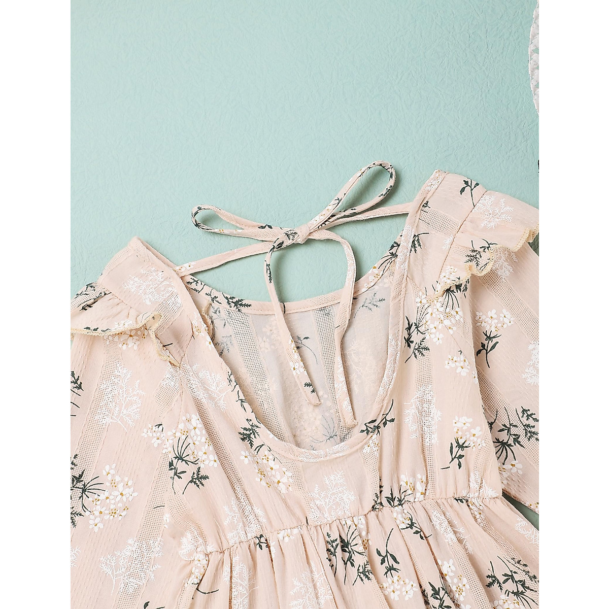 Hipea Toddler Girl Dress Long Sleeve Floral Dress Up Casual Round Neck Back Tie Ruffles Little Girls Fall Dresses 3-4T