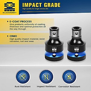 BLACKROBOT 2PCS Impact Bit Holders 1/2 Inch Square Drive to 1/4 Inch Hex Socket Adapter for Impact Wrench