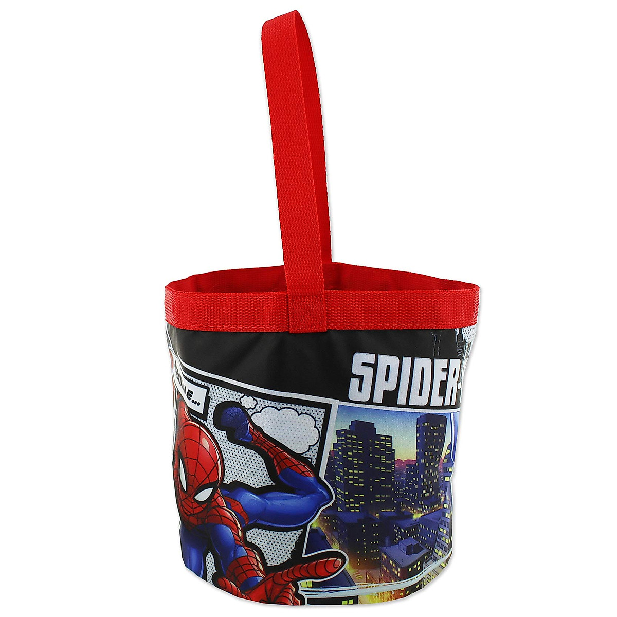 Marvel Spider-Man Boys Collapsible Nylon Gift Basket Bucket Tote Bag (One Size, Red/Blue)