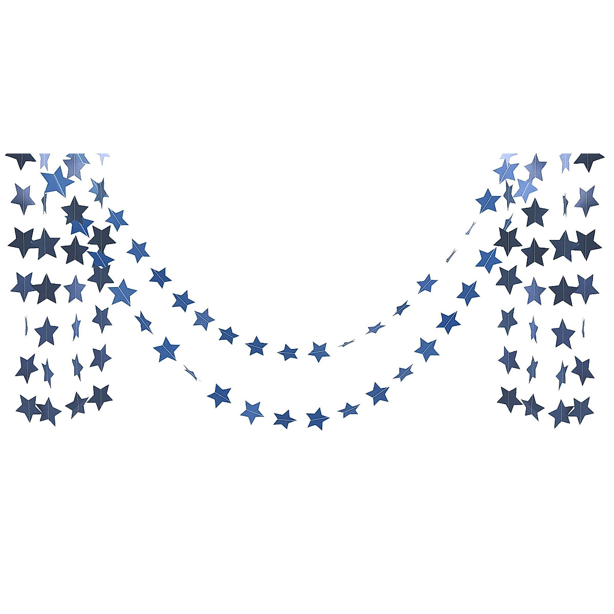Furuix Outer Space Baby Shower Decorations 2pcs Mini Navy Blue Paper Star Garland Star String for Hanging Décor Wedding Party Decoration Outer Space Decor Birthday Decorations