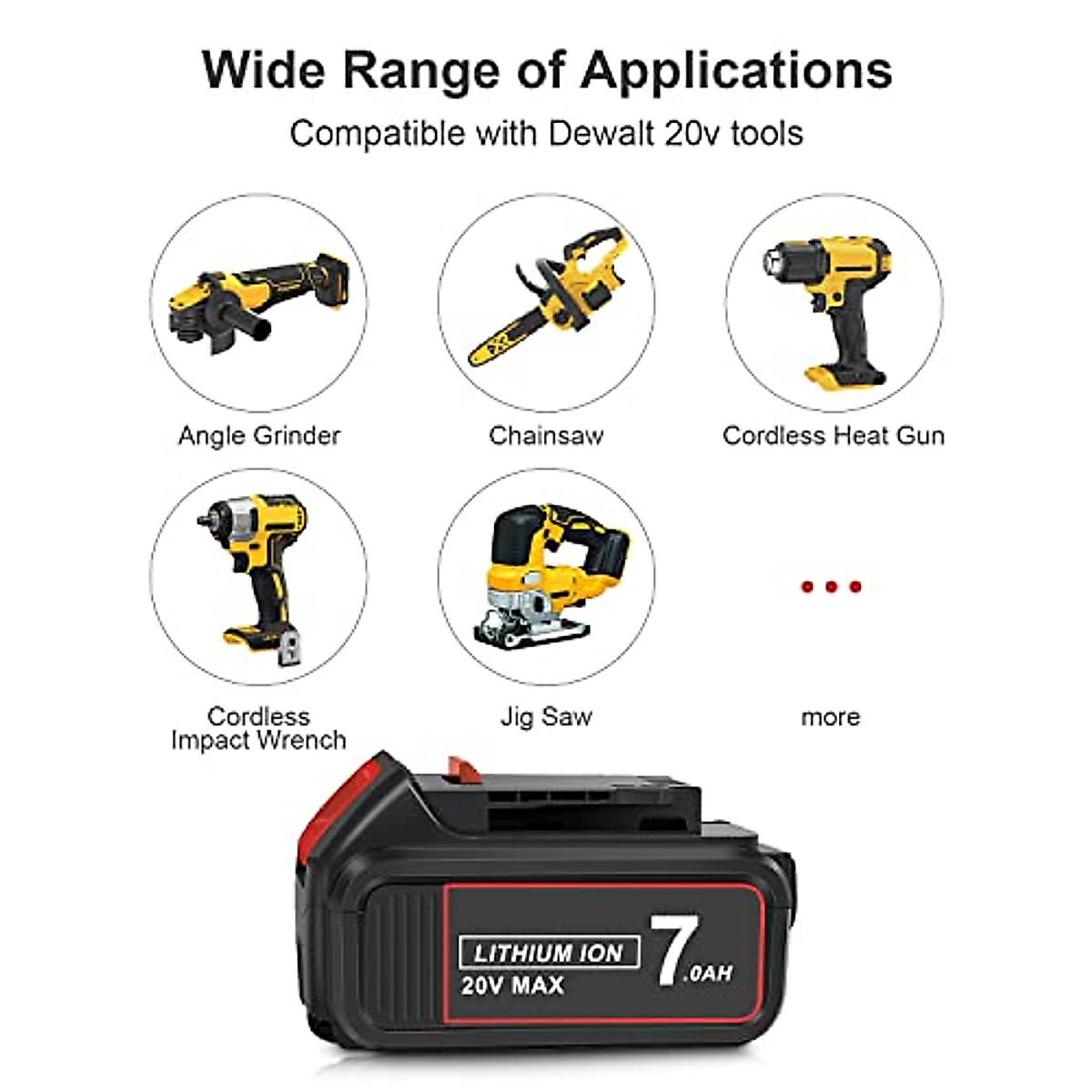 Lenoya 7000mAh Replacement for Dewalt 20V Battery DCB207 2Packs