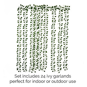 Elements Fake Ivy Garland, Poly Silk Ivy Wall decor with UV protection, Indoor Outdoor Décor for Living Room, Bedroom , Party, Wedding and Patio and Poolside, 79 Inch, 1680 Leaves, Green