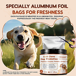 Probiotics for Dogs, Dog Probiotics for Digestive Health, Plus Pumpkin and Fish Oil, for Gut & Itchy, 102 Soft Chews
