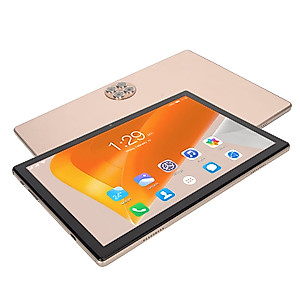 GLOGLOW 2 in 1 Tablet, 4G Calling Stereo Dual Speaker Gold 10.1 Inch FHD Tablet 5G WiFi 100‑240V Octa Core CPU with Keyboard for Android 12 for Work (US Plug)