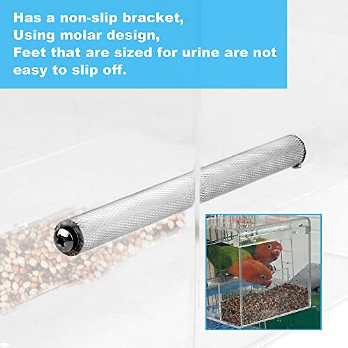 No Mess Bird Feeder, Bird Feeder for Cage, Acrylic Automatic Seed Container Parrot Food Holder Bird Feeder Animal Cage Water Food Holder for Parrot Parakeets