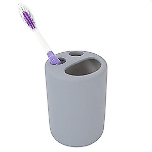 4-Piece Ceramic Bathroom Set (Grey) Contemporary Design Bathroom Accessory Sets with Rubberized Coating Bath Accessories for Bathroom