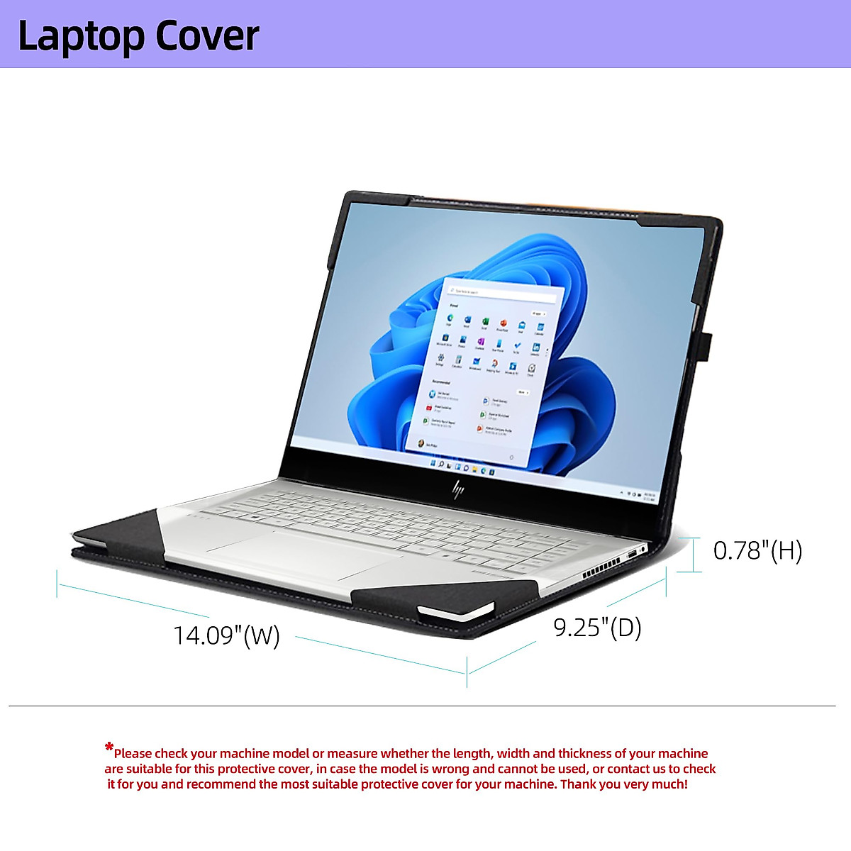 Laptop Cover for HP Envy x360 Laptop 15t /15z-XXX/15-fh|15-ed/15z-ey15-er/15-ep/15t-es100|2-in-1 Laptop.All Inclusive Drop Case 15.6" PU Leather Inside Pocket Cover Shell (15.6inch, Gray-Black)