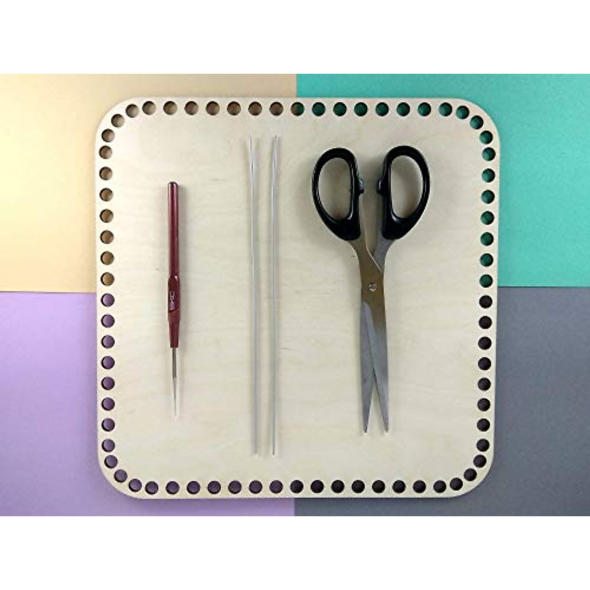 Basket Bottom, 10 inch 25 cm. Square Wooden Base Crochet Weaving Craft Supplies