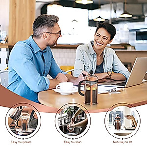 EAXCK French Press Coffee Maker, Stainless Steel Small French Press 12 oz Glass 4 Level Filtration System, Durable Heat Resistant Borosilicate Coffee Presser Single Cup