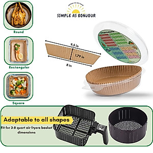 Air Fryer Disposable Paper Liners :100PCS Round Air Fryer Accessories, Non-stick Liners Disposable, Parchment Paper for Baking Roasting Microwave, Oil-proof, Waterproof cooking sheets(100 pcs-8 Inch)