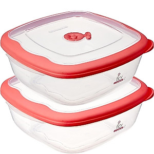 Tribello Plastic Freezer Food Storage Container with Lids Microwave/Dishwasher Safe Steam Vent/Air-Tight Lid Square Large 67 Oz 2-Pack 8.3-Cup