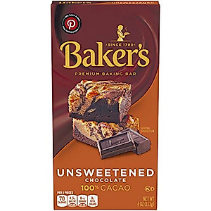 Baker's Premium Unsweetened Chocolate Baking Bar, 4 Ounce (Pack of 12)