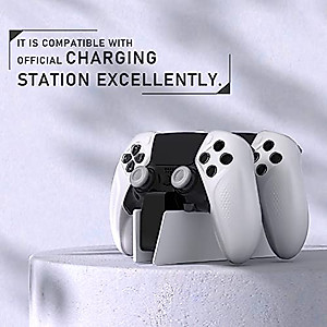 PlayVital Ninja Edition Glow in Dark Anti-Slip Half-Covered Silicone Cover Skin for ps5 Edge Controller, Ergonomic Protector Soft Rubber Case for ps5 Edge Wireless Controller with Thumb Grips - Green
