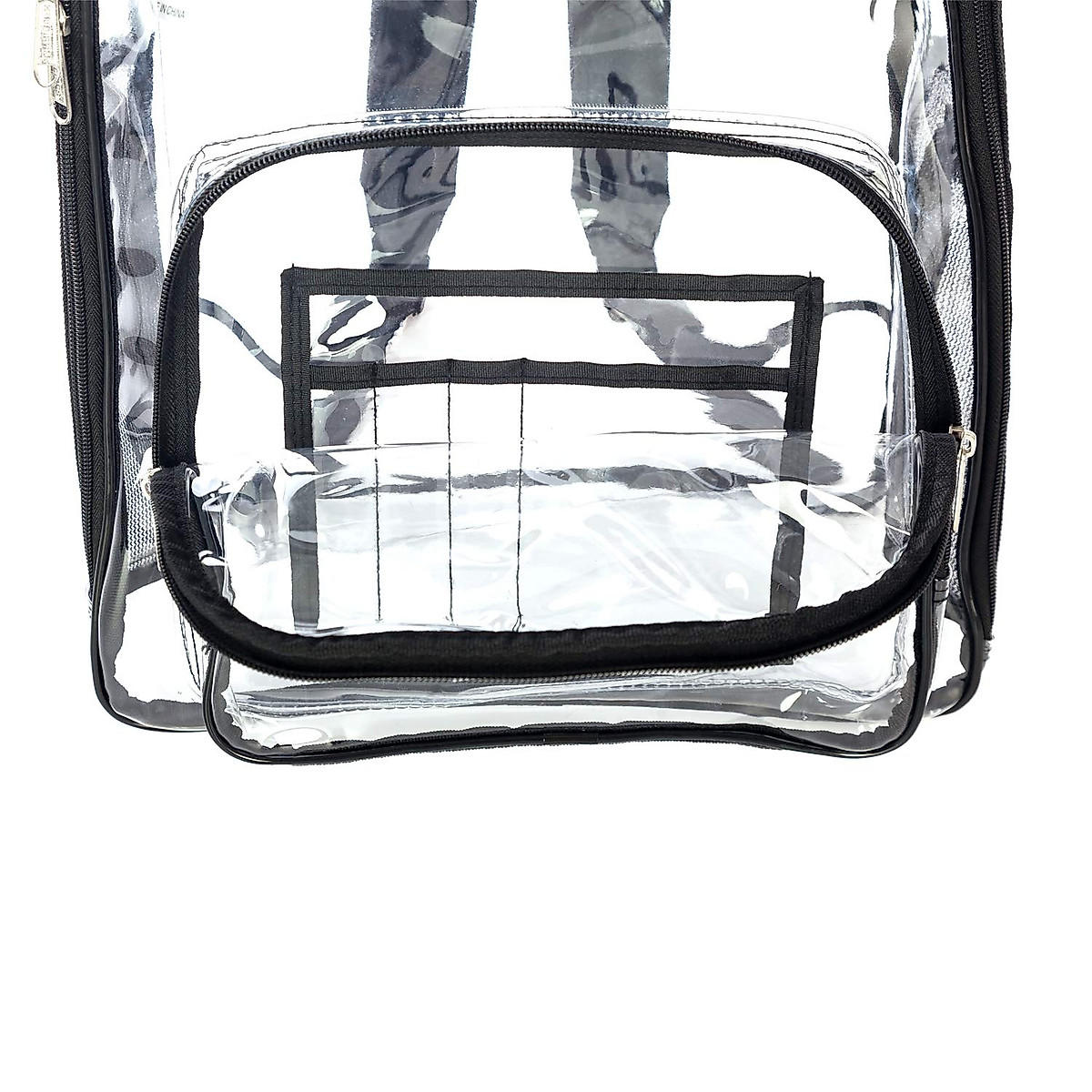 K-Cliffs Heavy Duty Clear Backpack Quality See Through Student Bookbag Durable PVC Travel Transparent Workbag Stadium Security Bag | Black