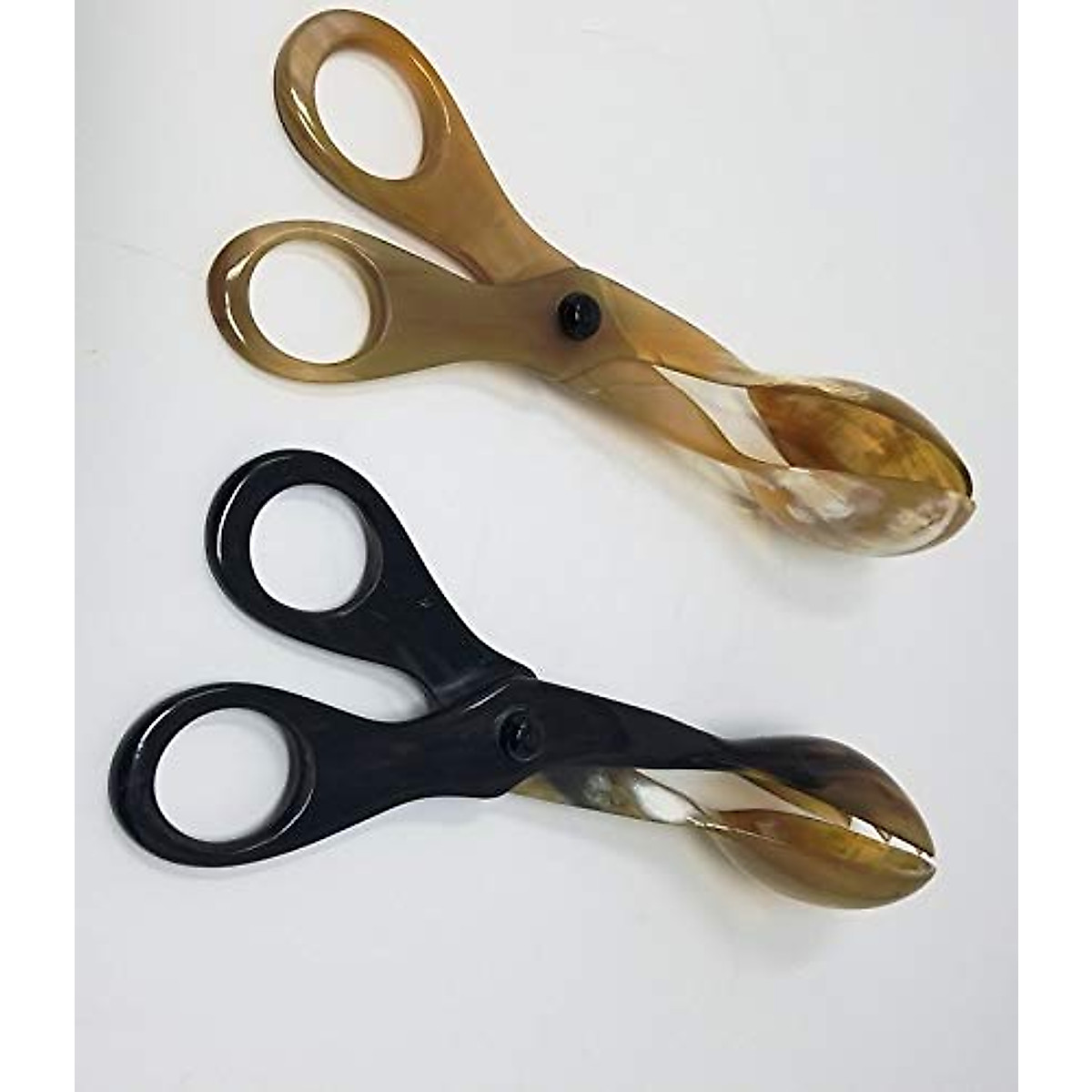Hand crafted Natural Material Horn Salad Servers Ergonomic Scissors Shape Buffet Tongs Buffet Party Catering Serving Tongs Salad Tongs Cake Tongs Bread Tongs Kitchen Tongs Set of 2